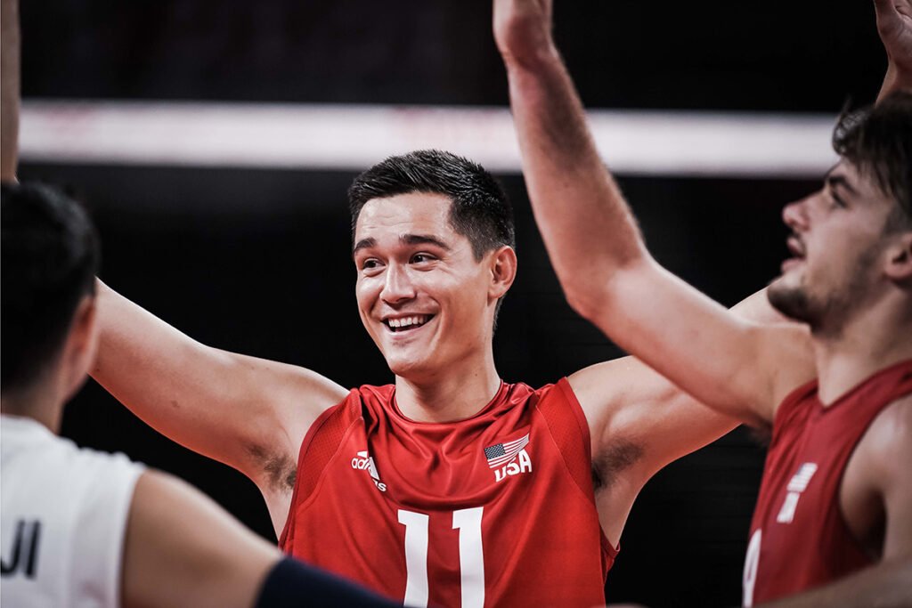 Micah Christenson smiles vs. France - USA Volleyball