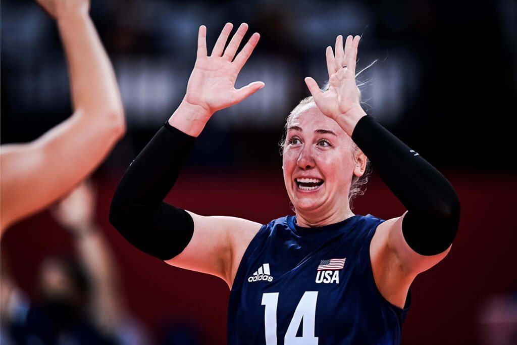 Michelle Bartsch Hackley hands up - USA Volleyball